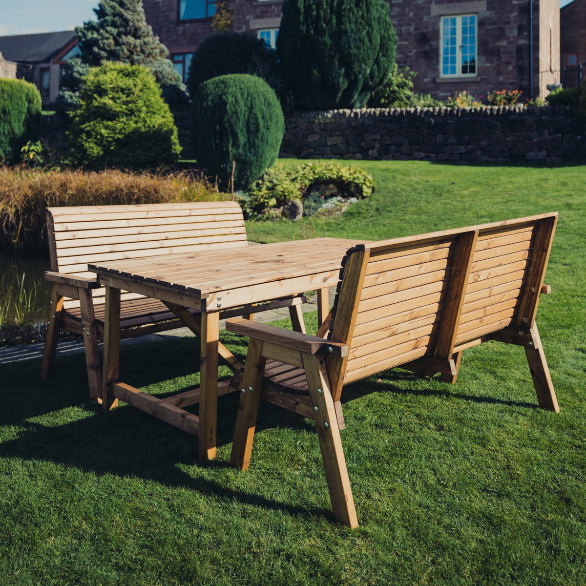 Valley Table Set - Sits 6 - 2 Benches – Churnet Valley Garden Furniture
